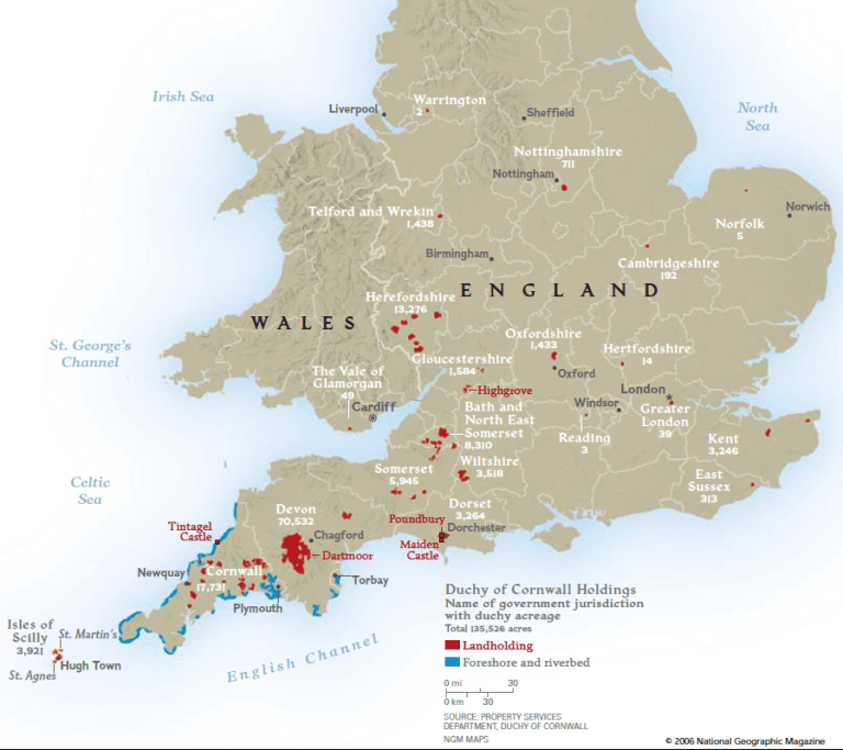 What land does the Duchy of Cornwall own? – Who owns England?